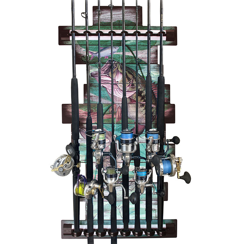 Guy Harvey Bass Fishing Wall Storage Rack 8 Rod Holder - Walmart.com