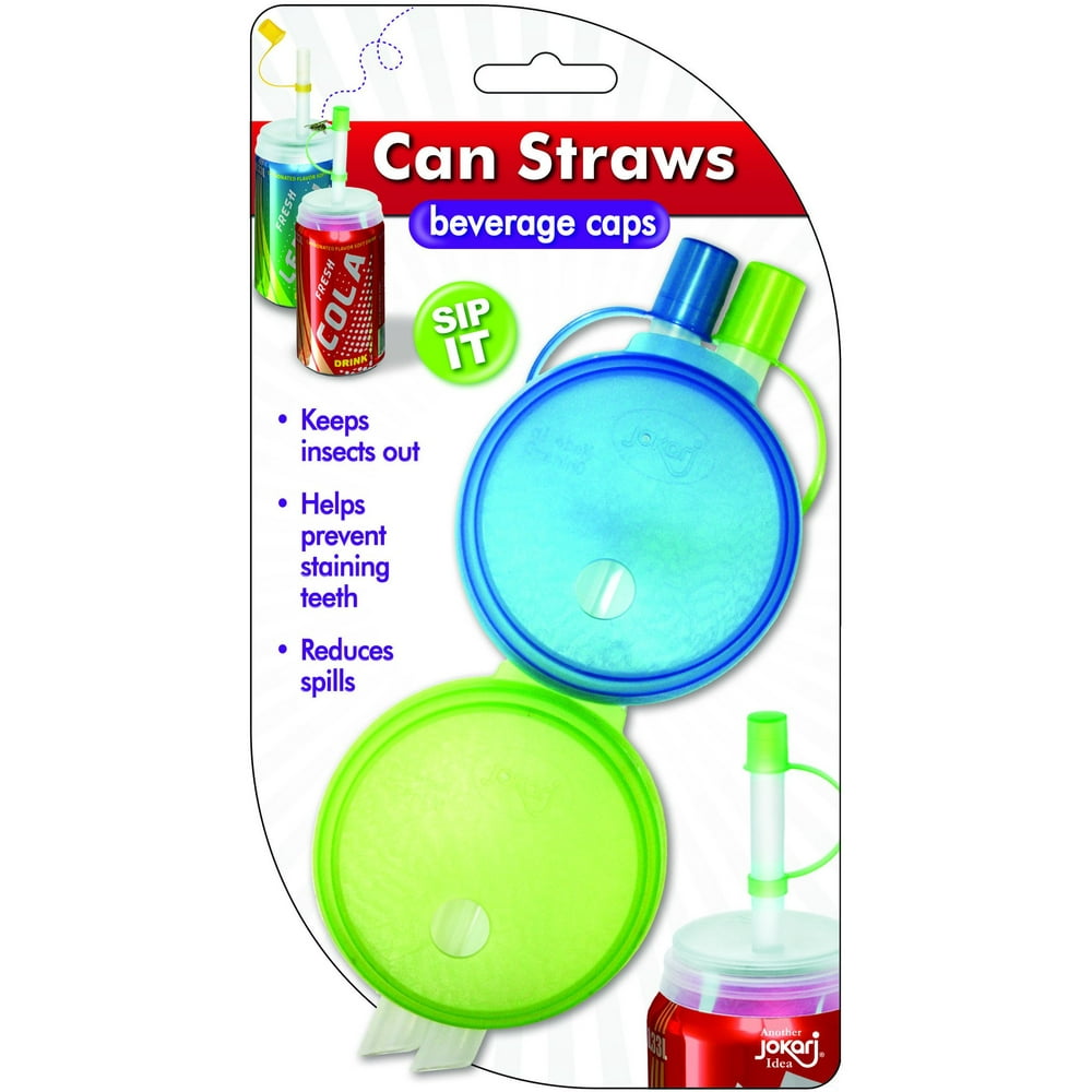 Reusable Plastic Can Straws with Flip-Top Caps to Prevent Spills and ...