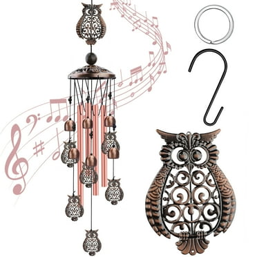 Welltop Hanging Solar Wind Chimes, Owl LED Lamp, Color Changing ...