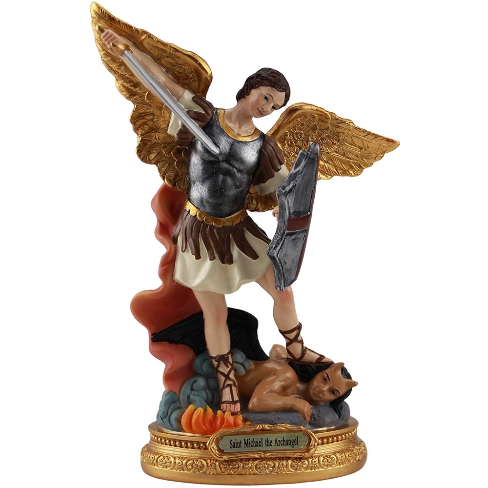 Saint Michael the Archangel Defender & Protector in Battle 8 Inch Resin ...