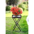27" Gray Stone Slab Plant Stand, Black & Gold Metal Plant Stand with ...