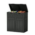 Uforic 61 Gallon Large Double-Bin Trash Can, Weatherproof Waste Bin ...