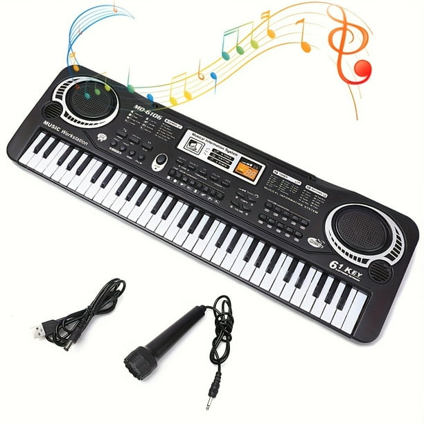 61 Keys Piano Keyboard With Microphone Portable Mono Electronic Piano ...
