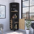 70.80 - inch Tall Modern Corner Bar Cabinet with Shelves and Wine Rack ...
