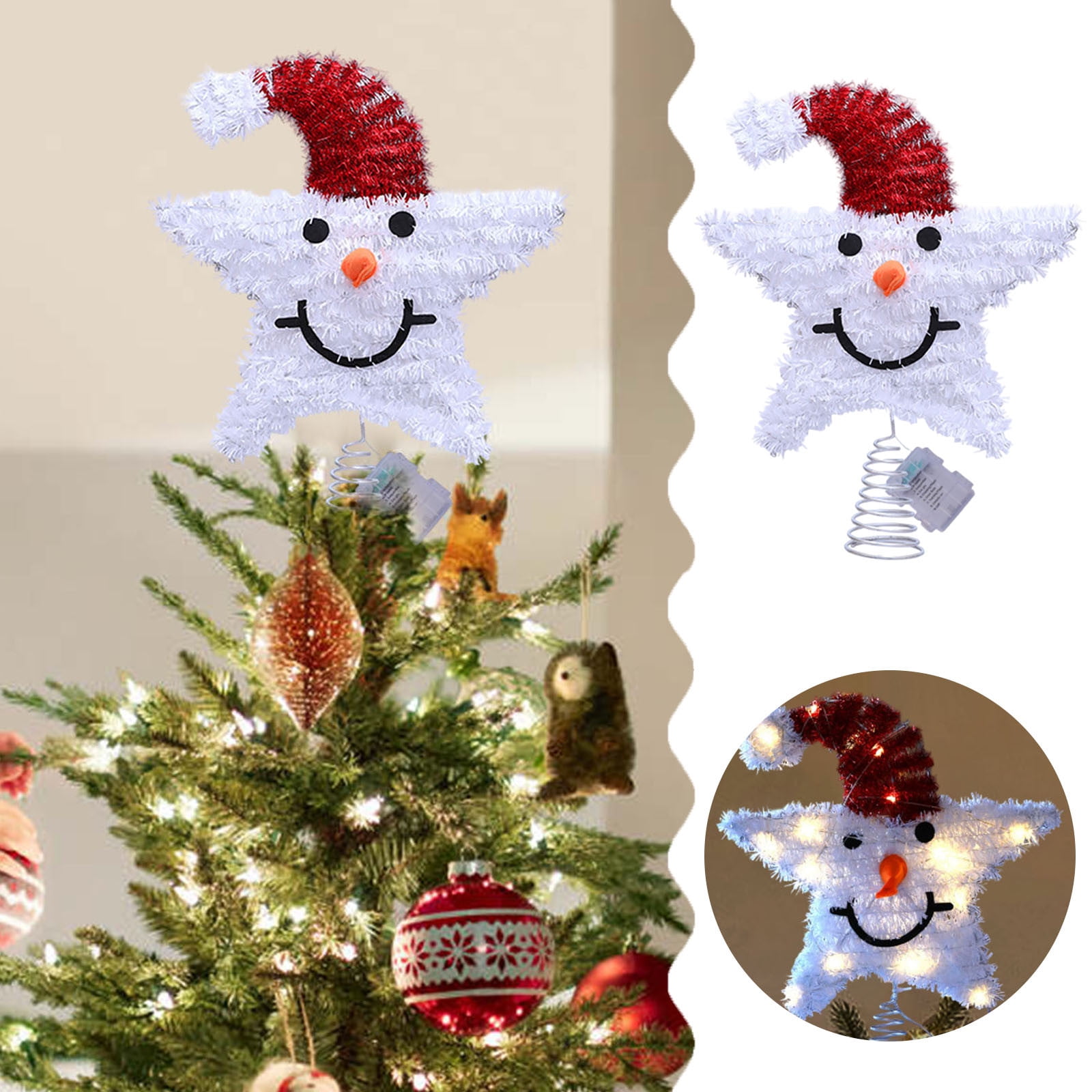 Click here for Vivavault Festive Snowman Star Tree Topper With Wa... prices