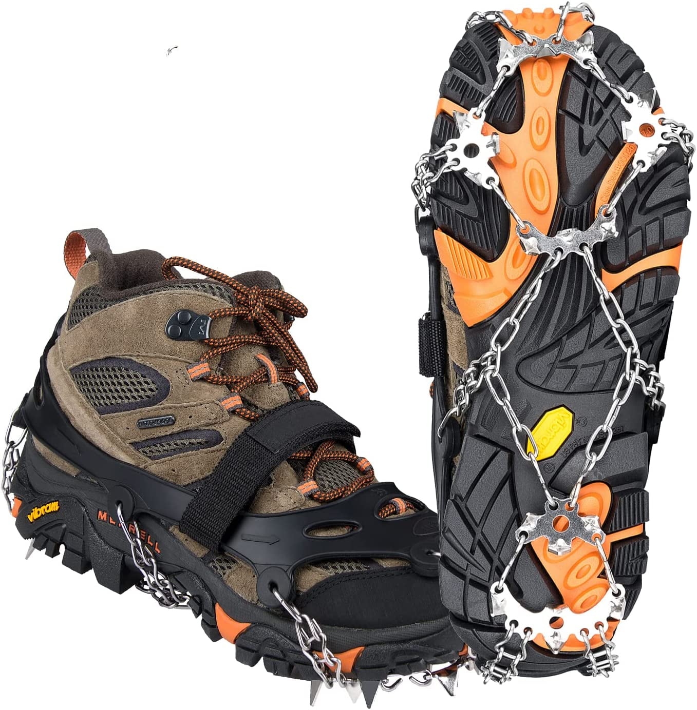 Crampons for Hiking Boots，Traction Cleats Ice Snow Grips with 19 ...