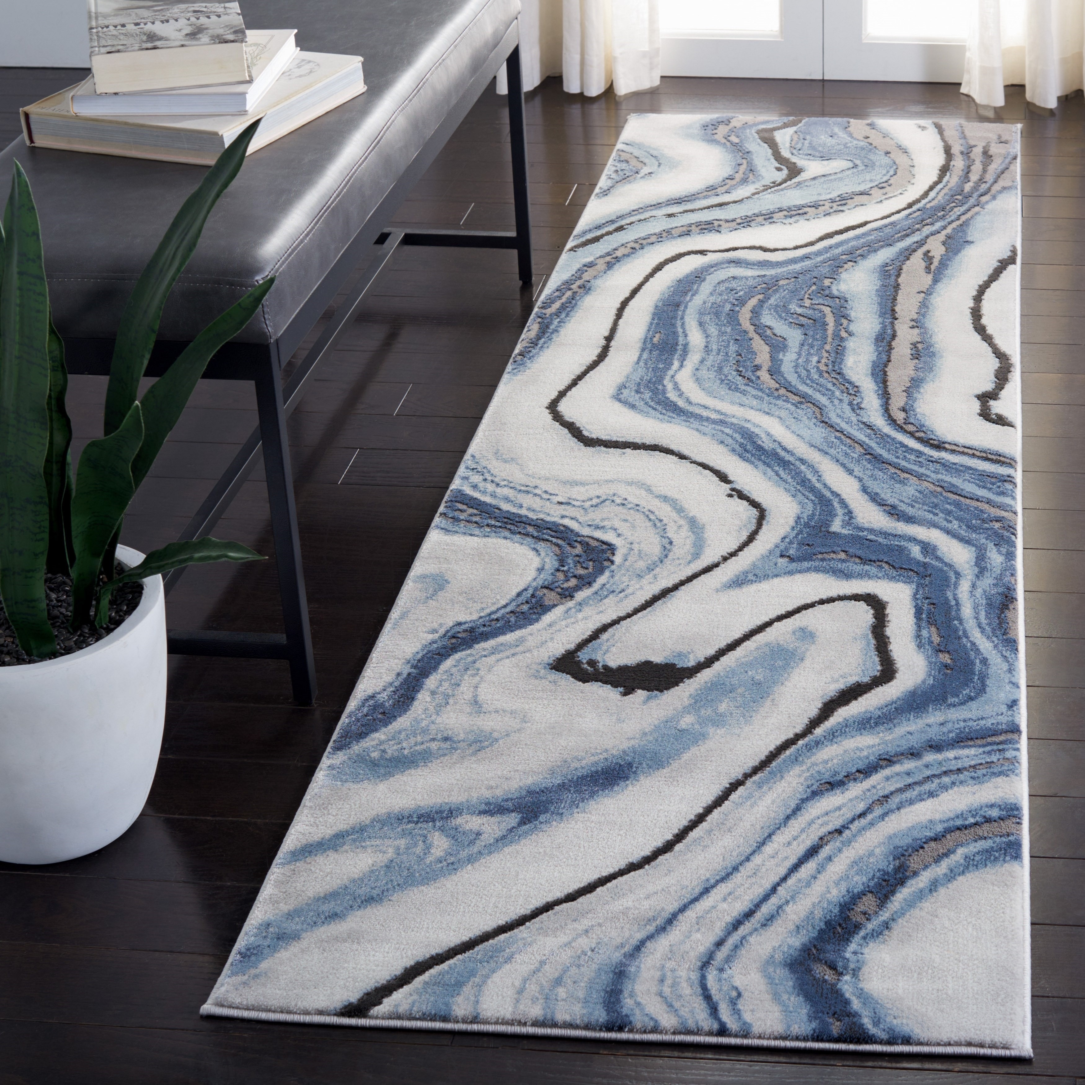 Safavieh Craft Clytie Modern Abstract Rug Blue Grey 2 3 X 16 Runner Safavieh Craft Clytie Modern Abstract Rug Blue Grey 2 3 X 16 Runner