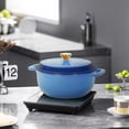 7.5QT Enameled Cast Iron Dutch Oven, Gradient Blue Non-Stick Cooking ...