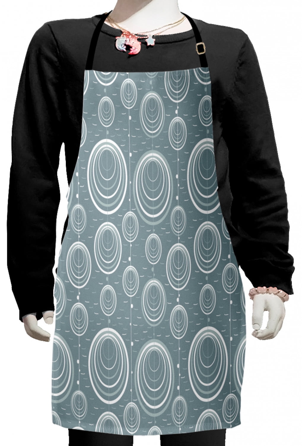 Geometric Kids Apron, Inner Spirals Ellipse Forms with Wavy Horizontal ...