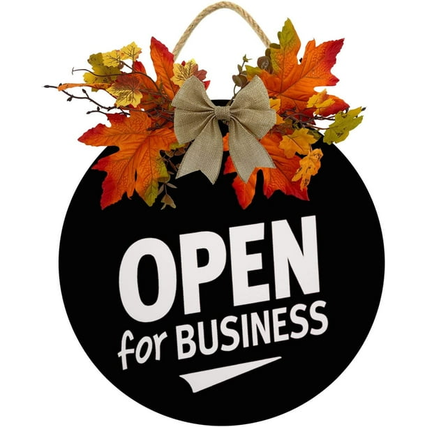 Eveokoki 11" Open For Business Sign for Front Door Farmhouse Wooden ...