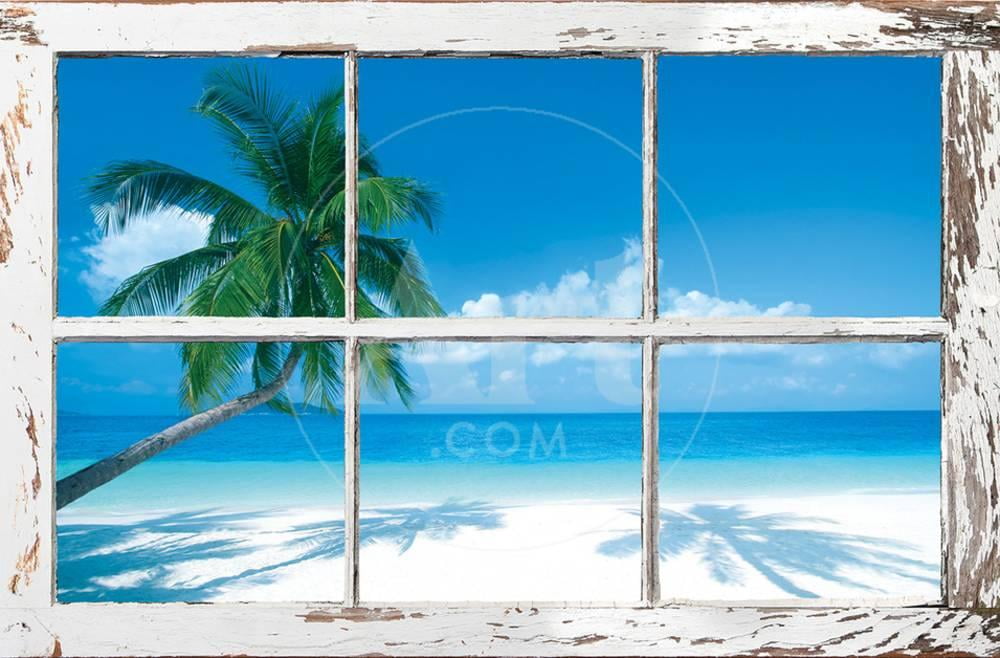 Tropical Beach Window Poster - 36 x 24 - Walmart.com