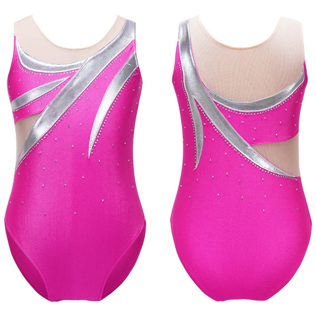 DPOIS Kid Girls One Piece Ballet Dance Gymnastic Leotard Shiny Unitards ...
