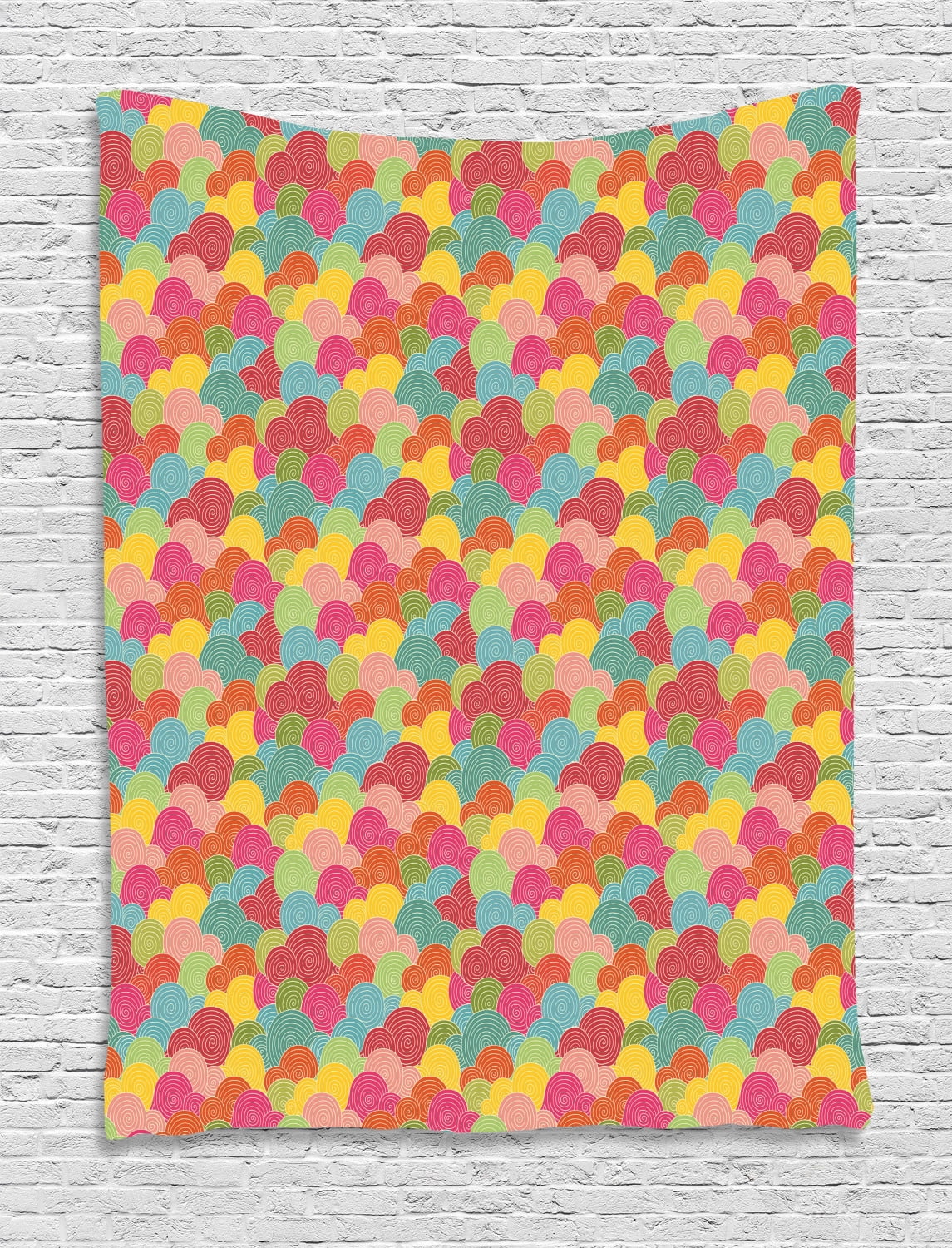 Geometric Tapestry, Abstract Colorful Doodle Waves and Curls Pattern ...