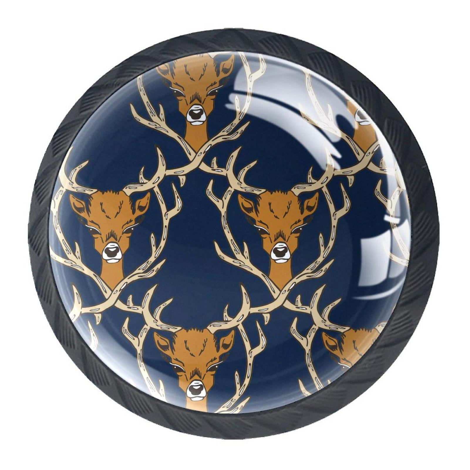 4 Pcs Deer Print Knobs for Kitchen Cabinet Cupboard Dresser Bookcase ...