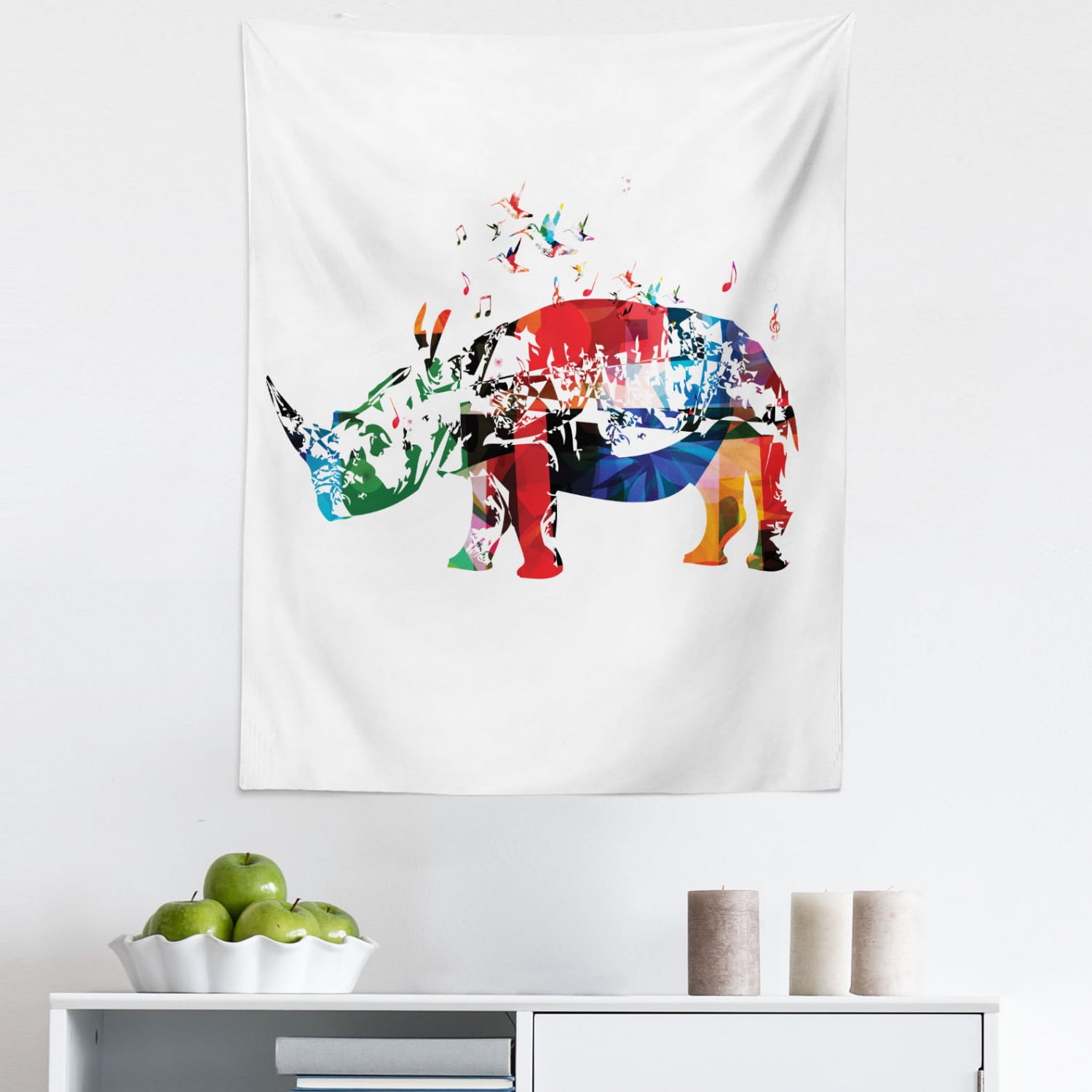 Animal Tapestry, Musical Notes on Creature Abstract Modern Arrangement ...