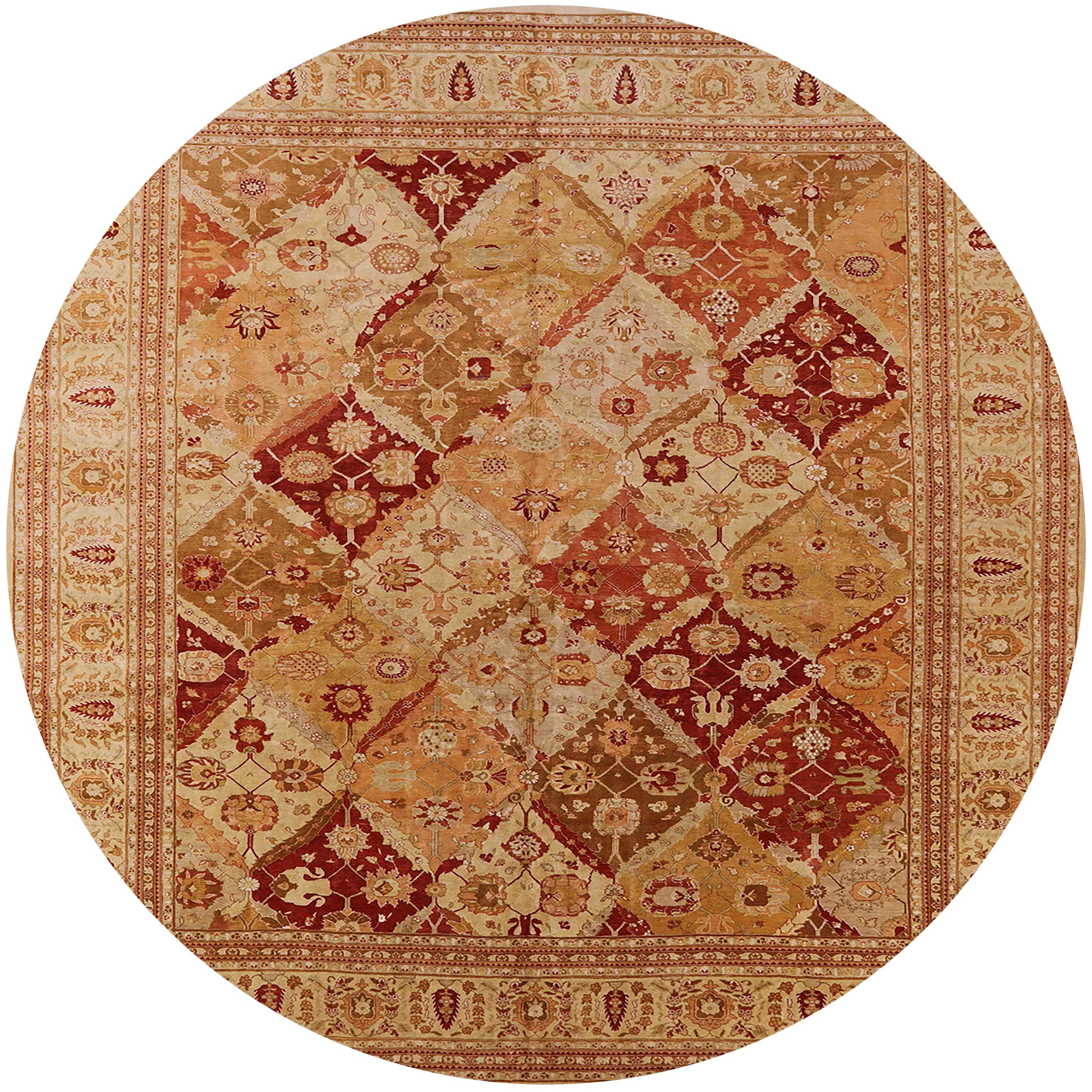 Ahgly Company Indoor Round Mid-Century Modern Orange Oriental Area Rugs ...
