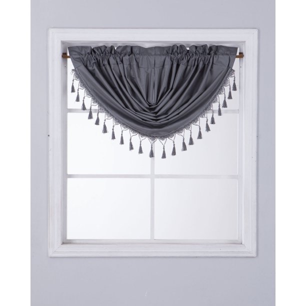 Rs8 1-Piece Charcoal Swag Waterfall Insulated Foam Lined Blackout Rod ...