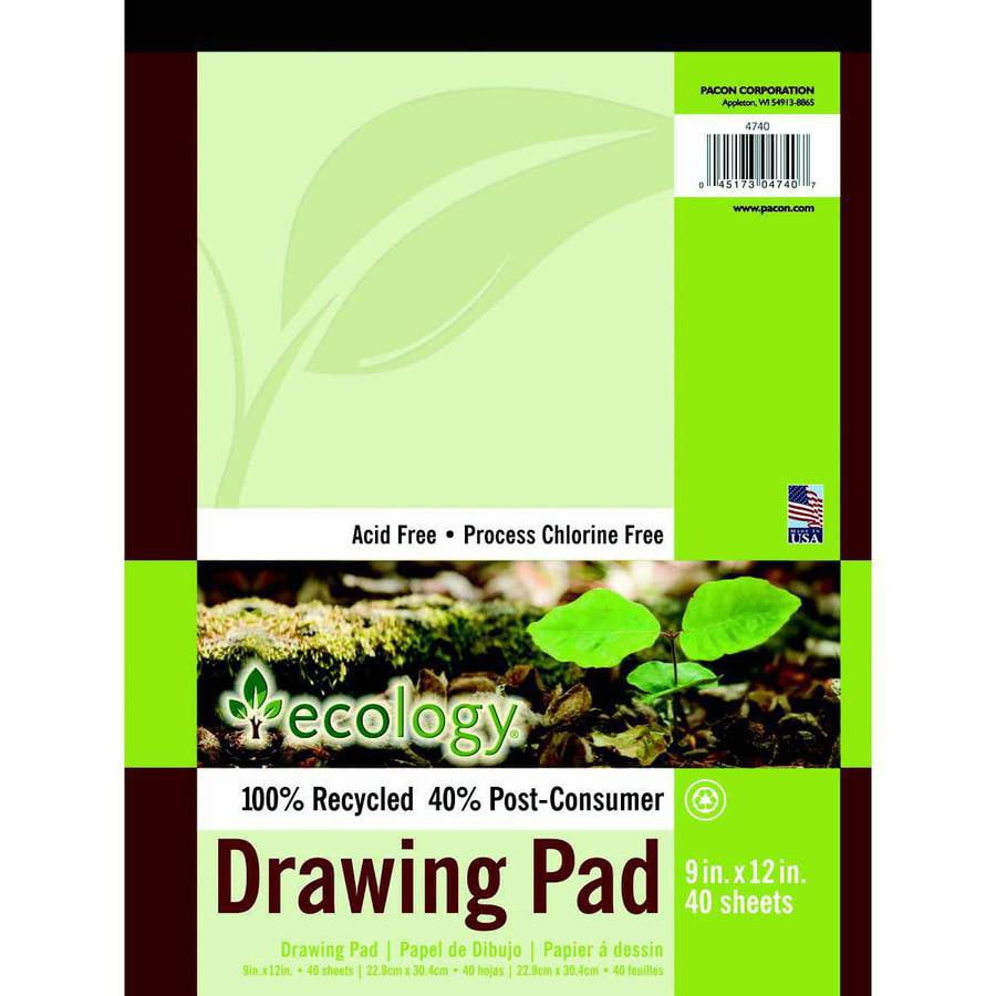 Ecology 100% Recycled Drawing Pad, 60 Pounds, Multiple Sizes, 40 Sheets ...