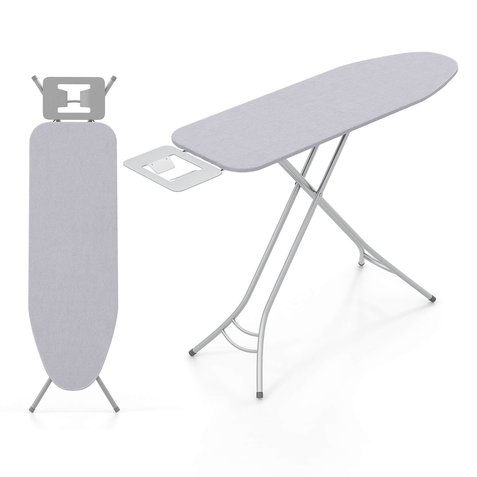 Costway Compact & Portable Ironing Board With Iron Rest Removable Cover Sturdy Metal Frame Gray