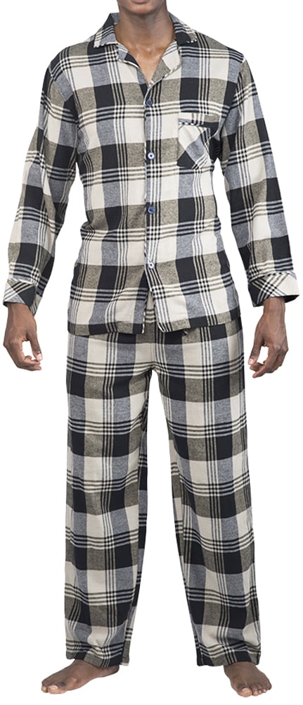 NORTY Mens Cotton Polyester Flannel Pajama Sets Adult Male Grey Navy XL ...