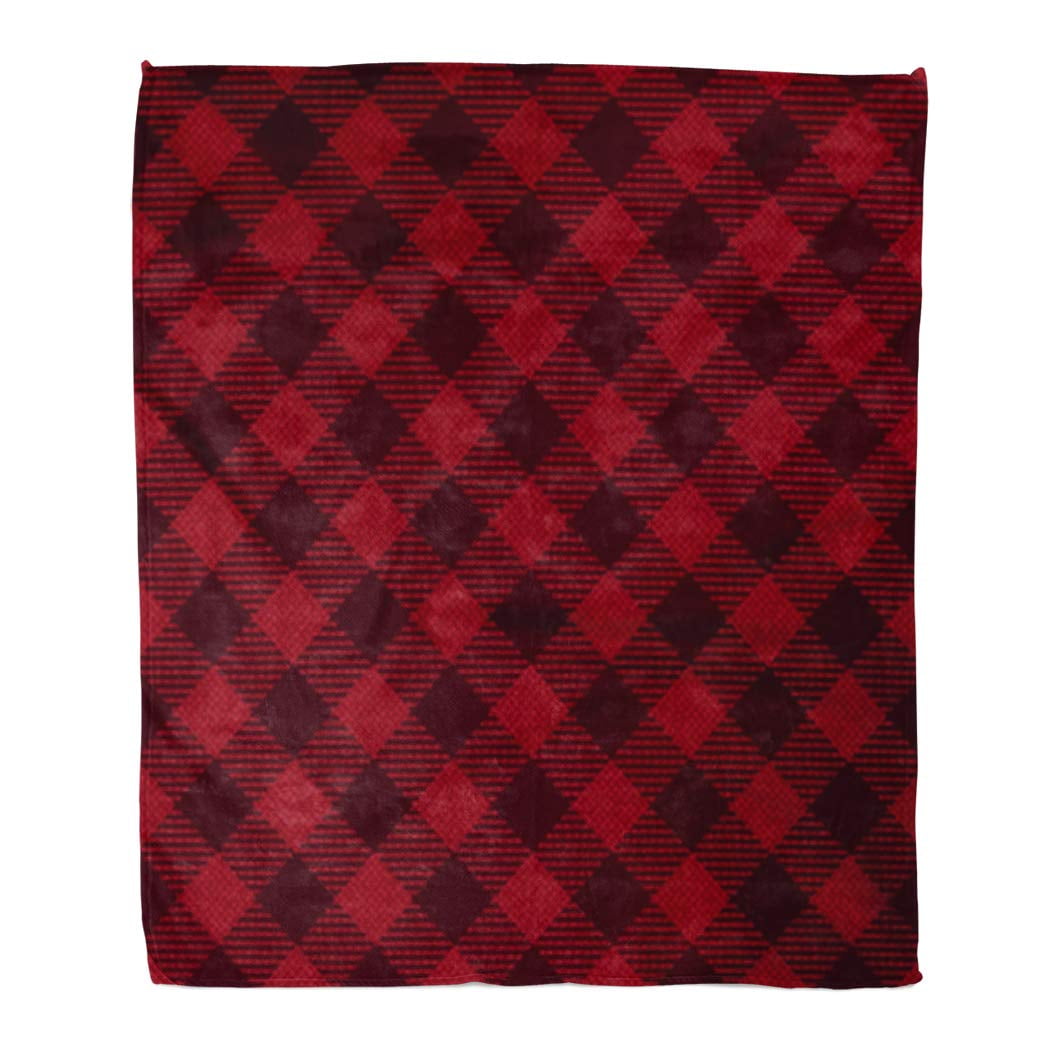 KDAGR Flannel Throw Blanket Plaid Red and Black Checkered Pattern ...