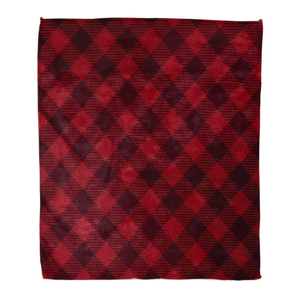 KDAGR Flannel Throw Blanket Plaid Red and Black Checkered Pattern ...