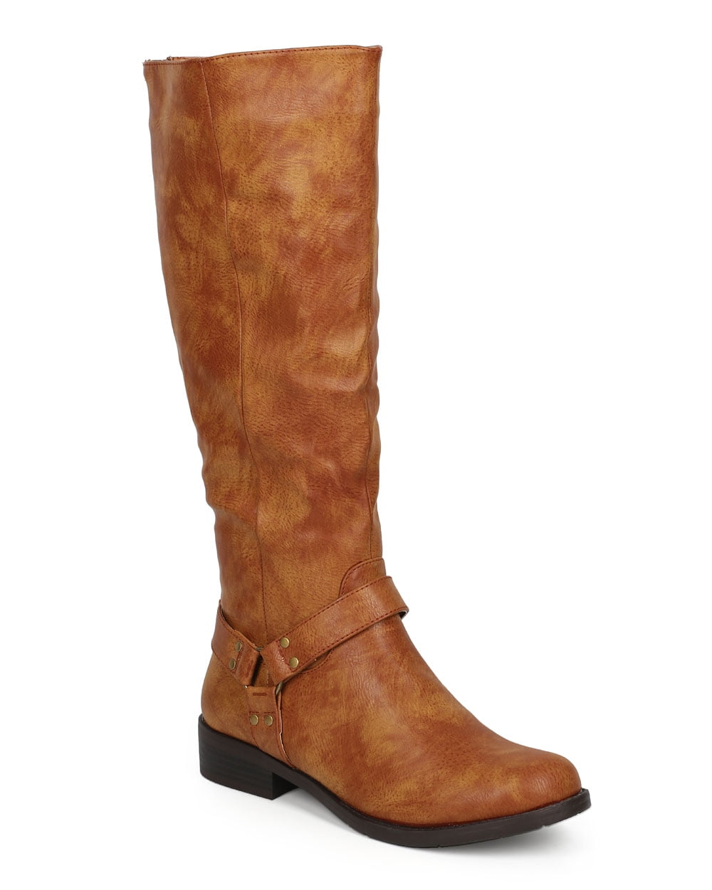 New Women Bumper Cosmo-02 Distressed Leatherette Knee High Harness ...