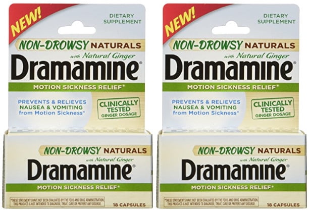 Dramamine Non-Drowsy Naturals with Natural Ginger, 18 Count (Pack of 2) - Walmart.com