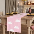 Clouds Table Runner 13x48 Inch Sky Cartoon Pink Cotton Linen Dining ...