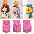 3x Vase Planter Pen Holder Silicone Mold Girl Head Resin Vase Epoxy ...