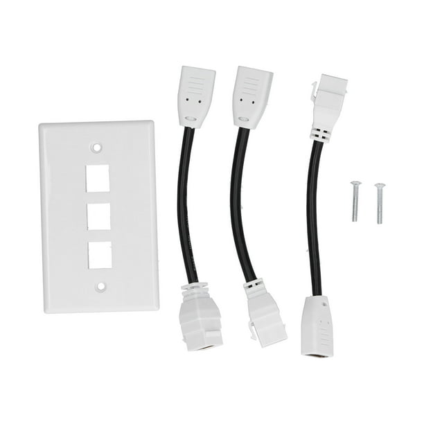 Port Wallplate Socket Cover,3 Ports 4K Wall Wall Panel Ports Wall Plate ...
