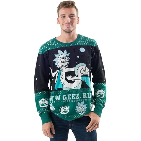 Ripple Junction Rick and Morty Alien Aww Geez Rick Christmas Sweater ...