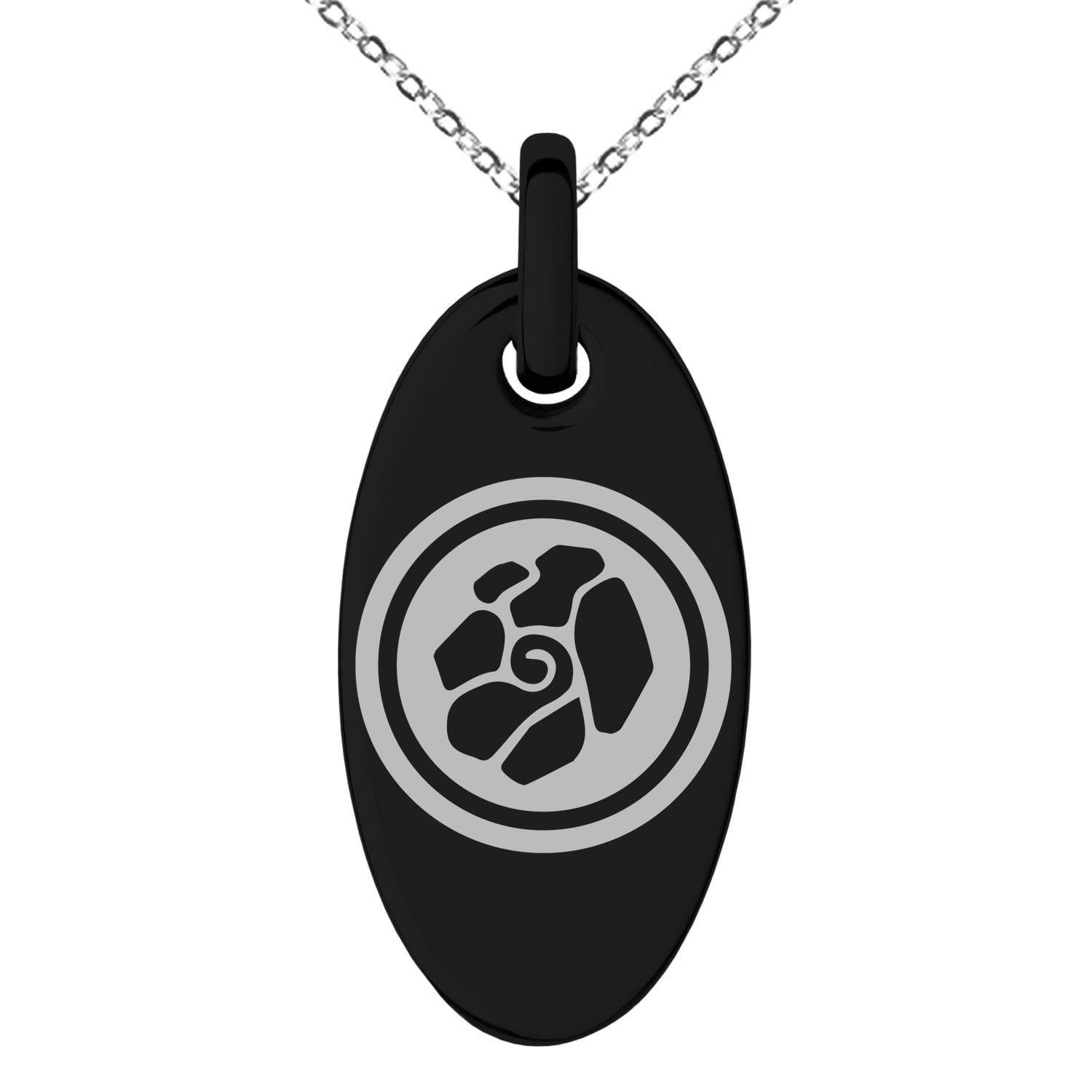Stainless Steel Earth Element Rune Engraved Small Oval Charm Pendant ...
