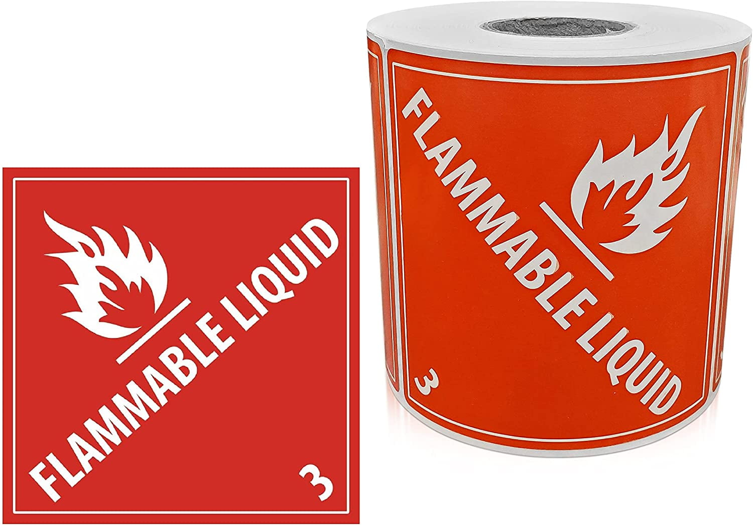 KOVOT 4"x4" Flammable Liquid DOT (Class 3) Hazardous Materials Warning ...