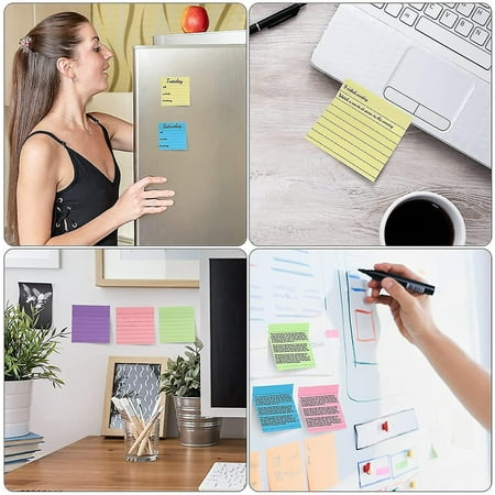 Sticky Notes 6 Pieces Ruled Sticky Notes, Colorful Lined Sticky Notes ...