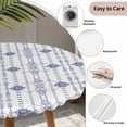 Blue Geometric Round Tablecloth for 55-60 Inch Tables,Fitted Table ...