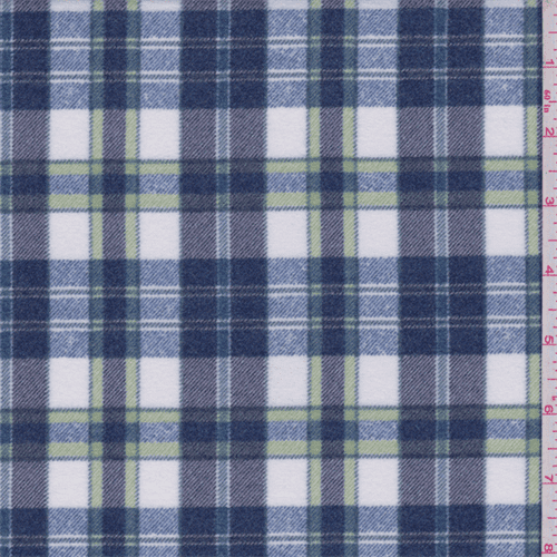 White/Blue Plaid Cotton Flannel, Fabric Sold By the Yard - Walmart.com