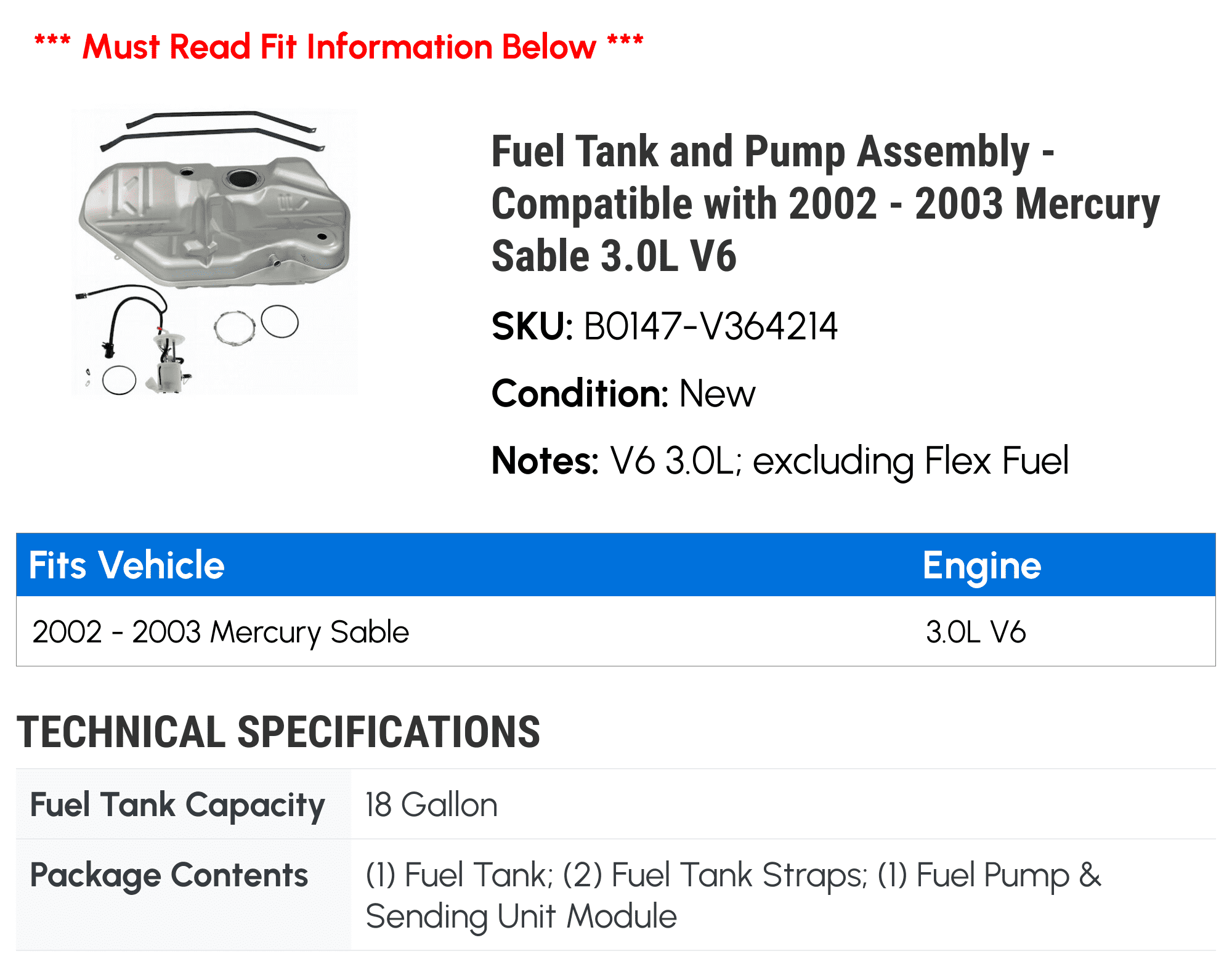 2003 Mercury Sable Fuel Tank Diagram