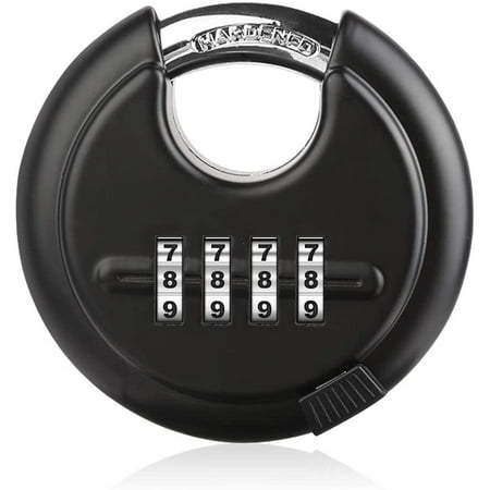 4 Digit Combination Disc Padlock with Hardened Steel Shackle Silver ...