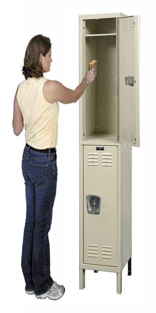 78 in. High 1-Wide 2-Tier Premium Assembled Locker in Cream (12 in. W x ...