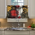27"x36" Tier Curtains 2 Panels Red Cat and Sunflowers Semi Sheer ...