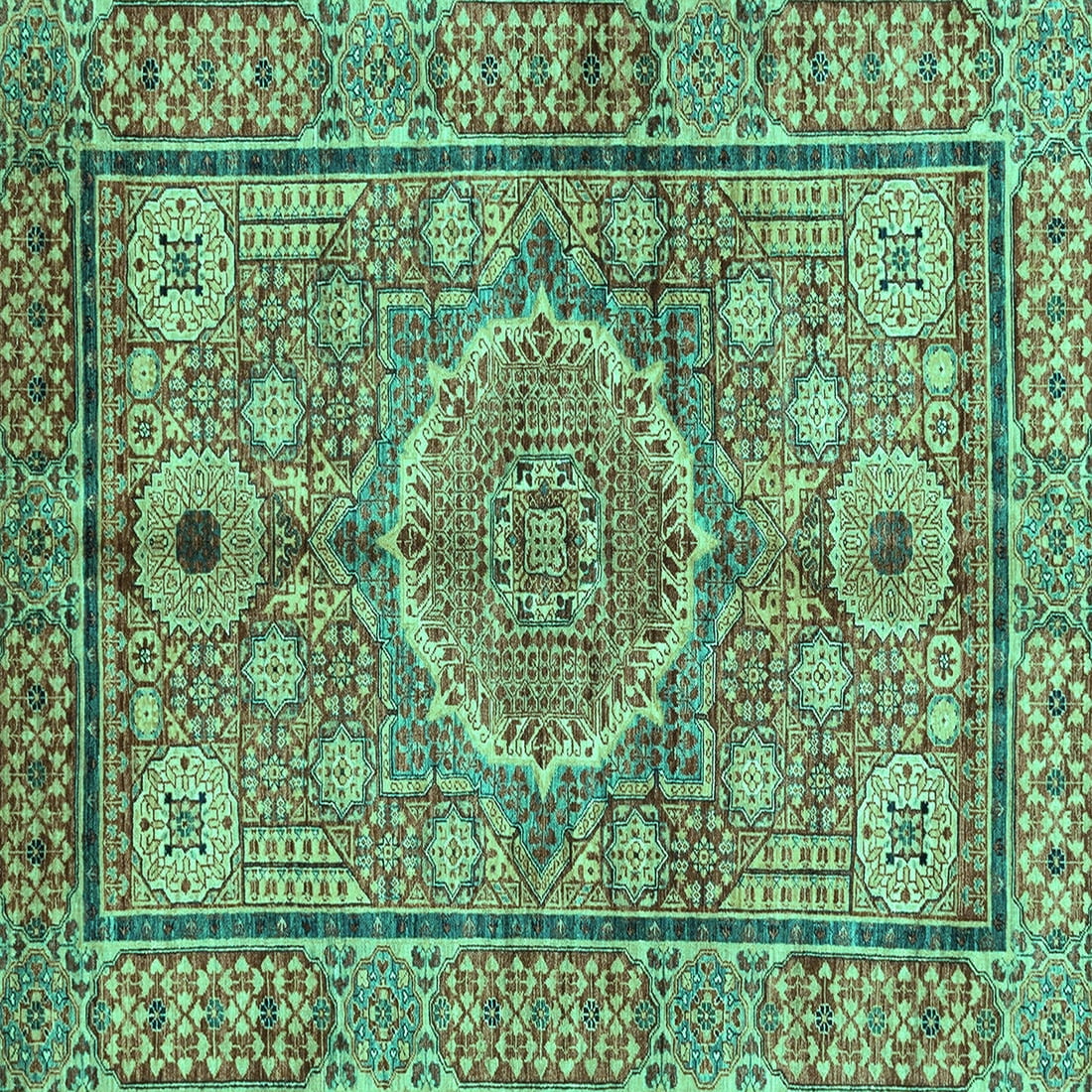 Ahgly Company Indoor Square Abstract Turquoise Blue Modern Area Rugs, 6 ...