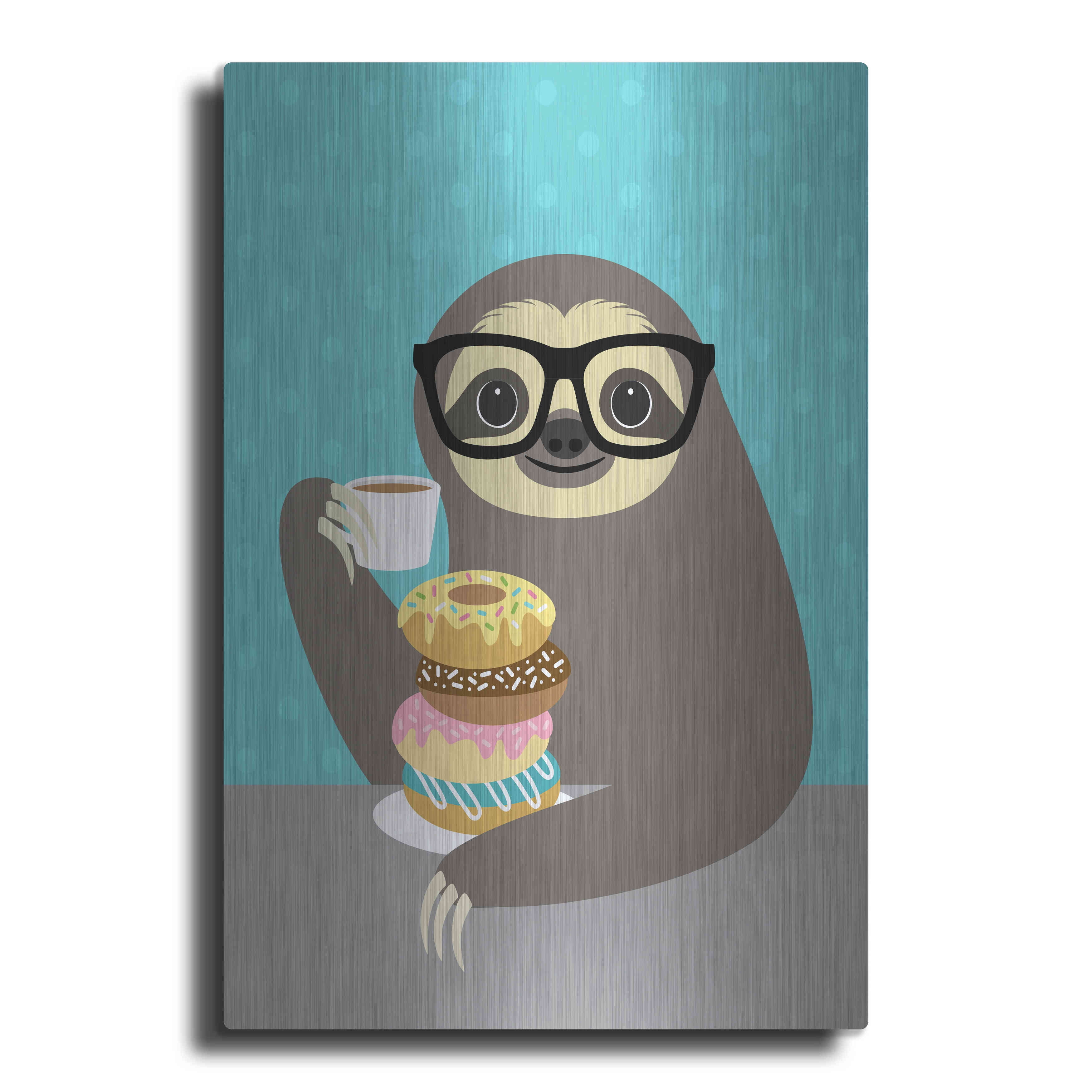 Luxe Metal Art 'Snacking Sloth' by Nancy Lee, Metal Wall Art, 16"x24 ...