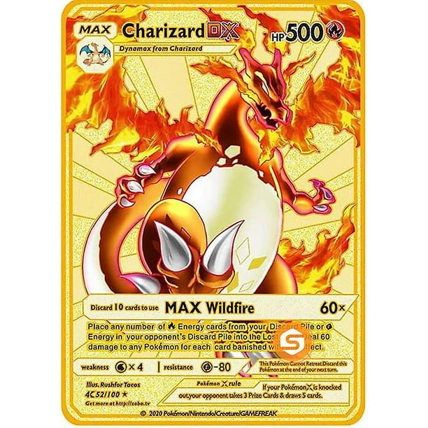 Charizard Vmax Metal Gold Plated Card, Charizard Vmax Dx Gx Metal Gold ...