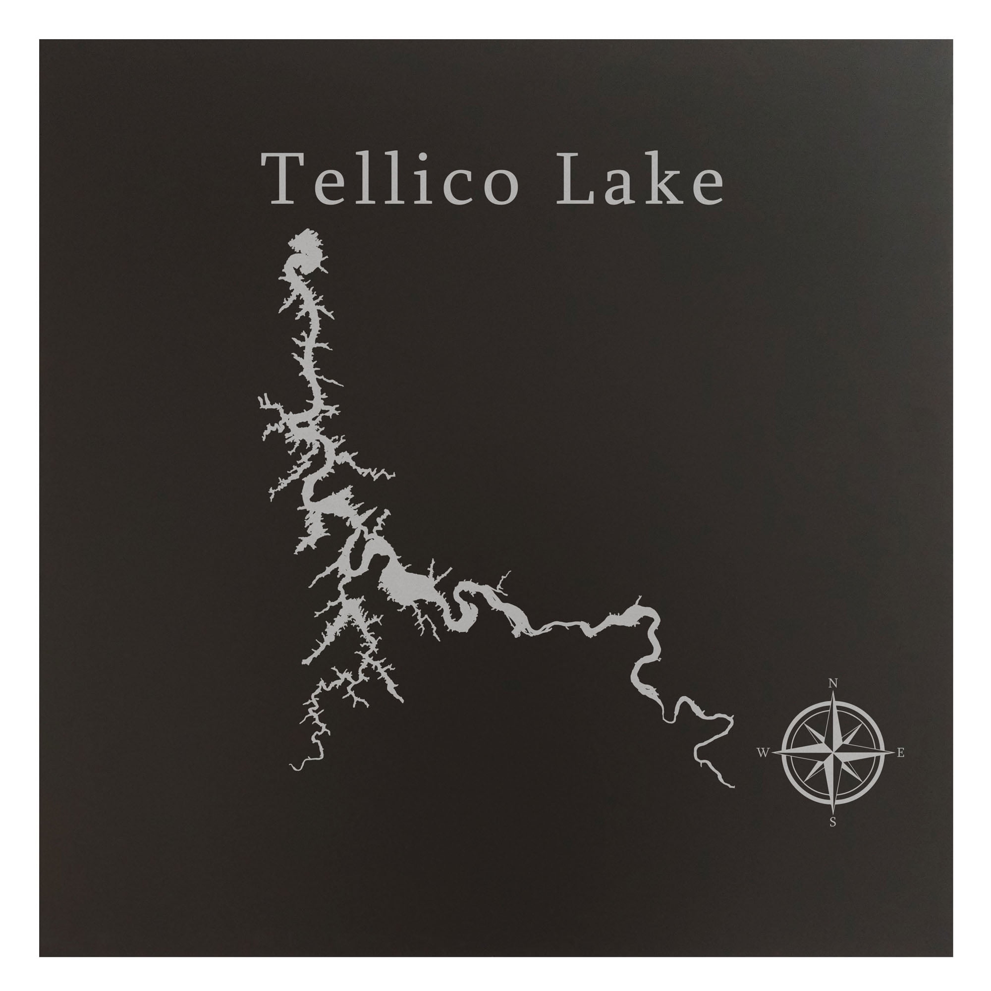 Tellico Lake Map 24x24" Black Metal Wall Art Office Decor Gift Engraved ...