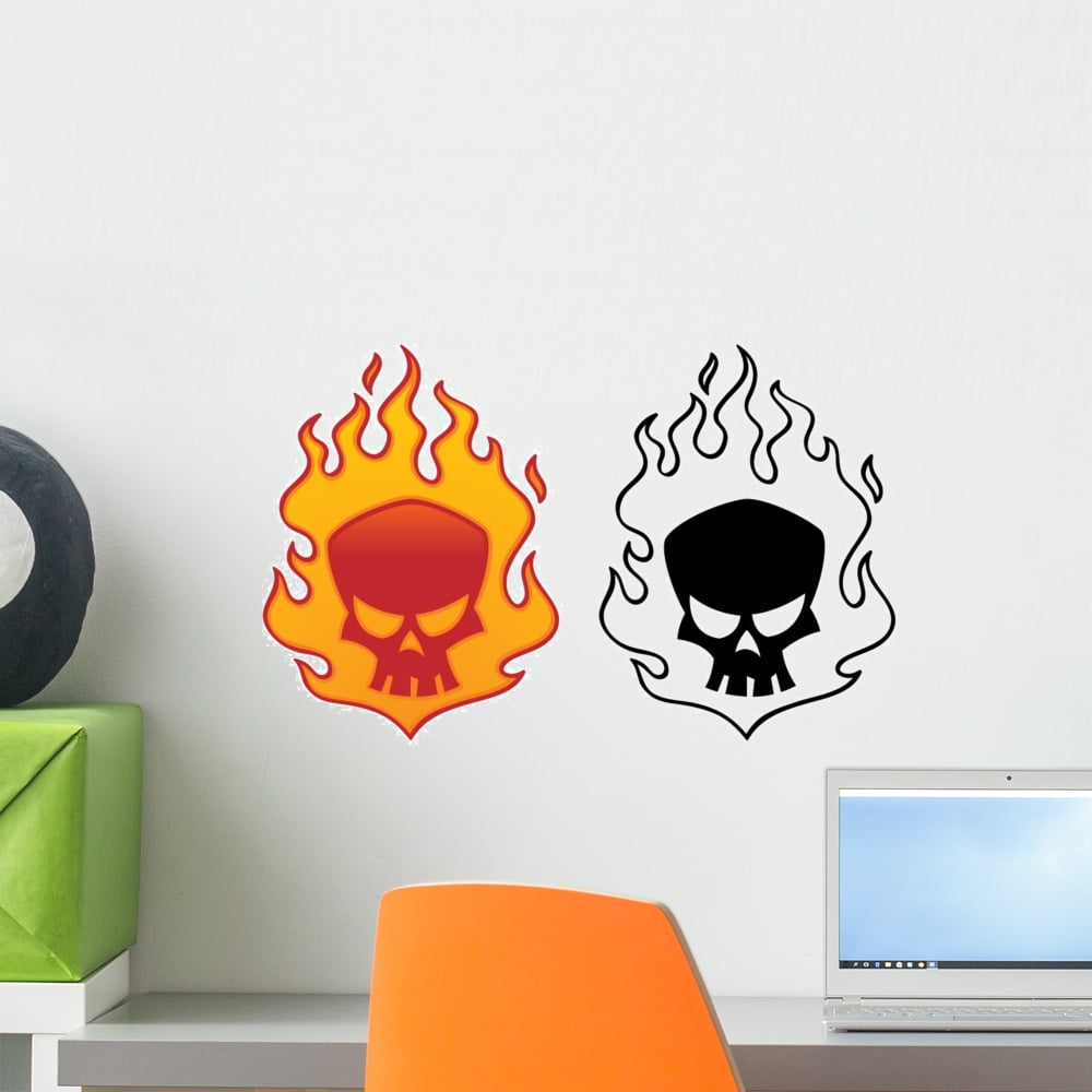 Flaming Skull Wall Decal Sticker by Wallmonkeys Vinyl Peel & Stick ...