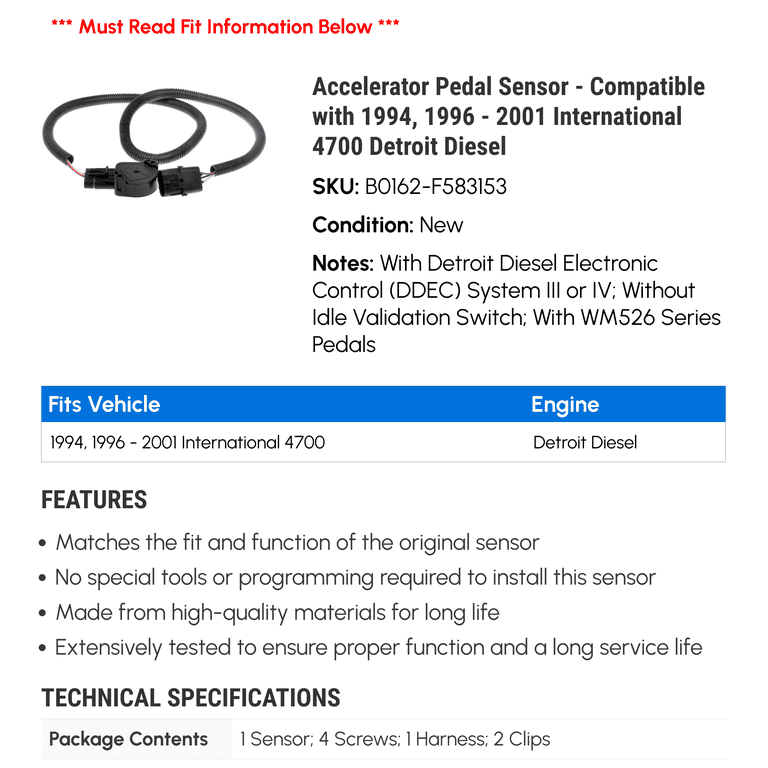 Speed Sensor Front Accelerator Pedal Sensor - Compatible With 2010 ...