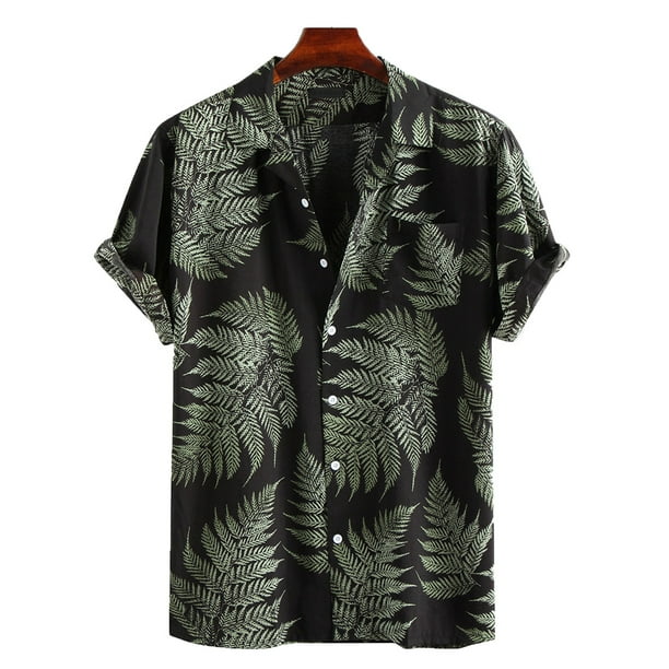 Mchoice Men's Short Sleeve Hawaiian Beach Shirts Summer Lapel Vacation ...