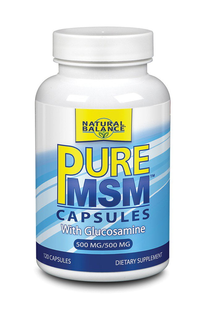 Pure MSM Capsules with Glucosamine 500 mg/500 mg Natural Balance 120 ...