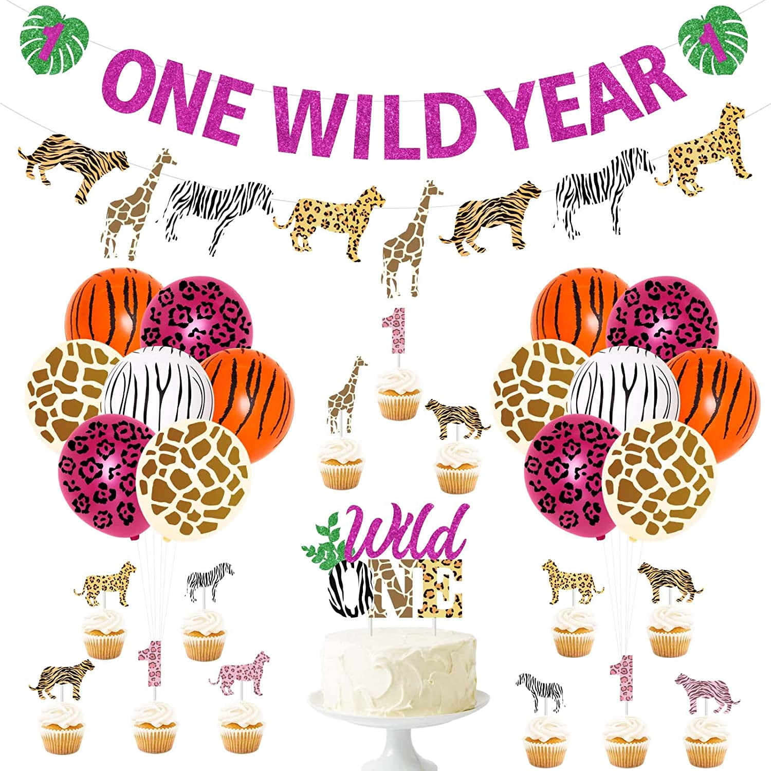 Wild One Birthday Decorations Girl Safari - Jungle Safari 1st Birthday ...